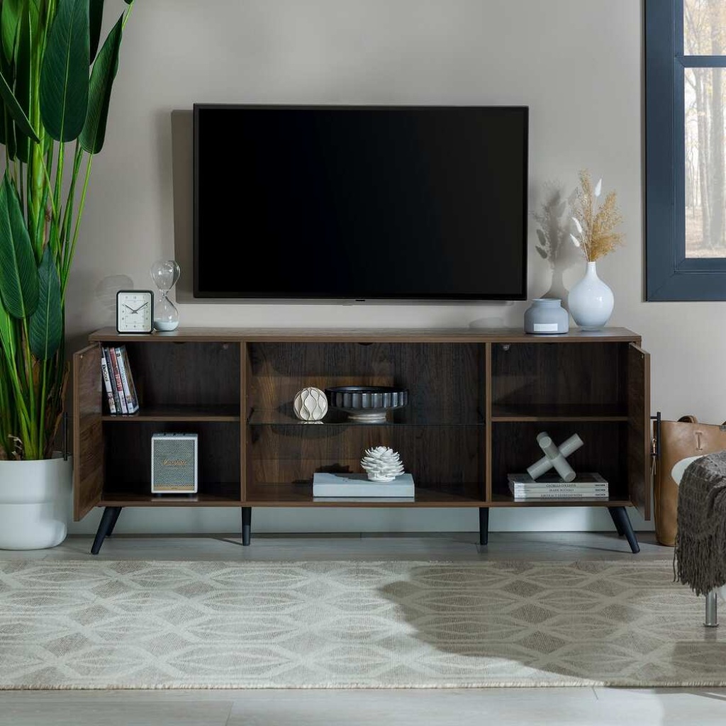 ZIDAAN – Dark Walnut Brown Storage TV Console – PakTameer