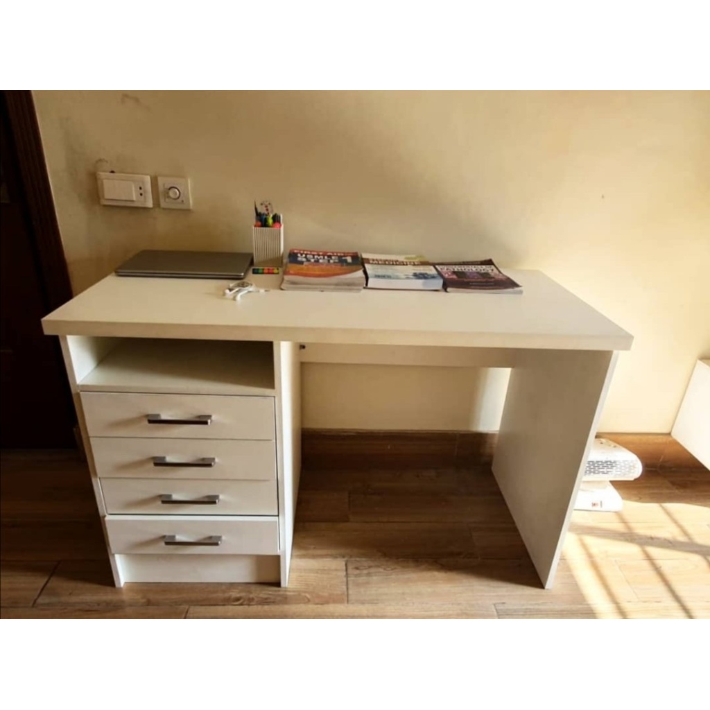 OLIV – Computer Desk White with Four Drawers – PakTameer