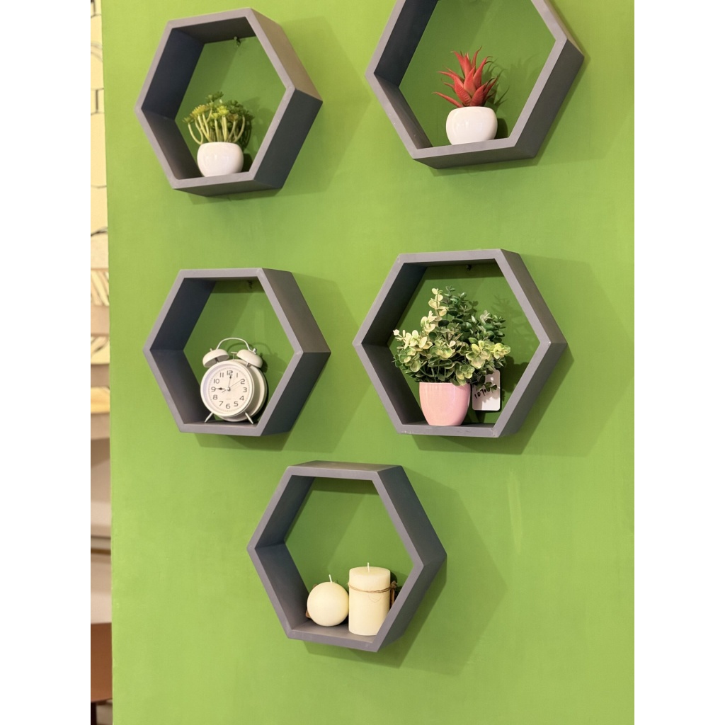 PAHLO – Set of Five Hexagonal Wall Shelves – PakTameer