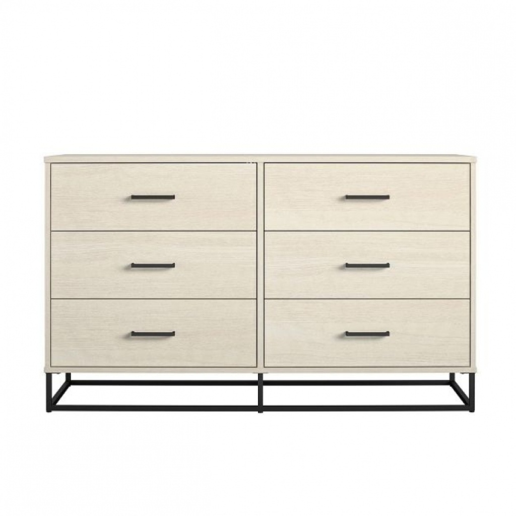 DOOM – Oak White Chester Drawer with Black Metallic Base – PakTameer