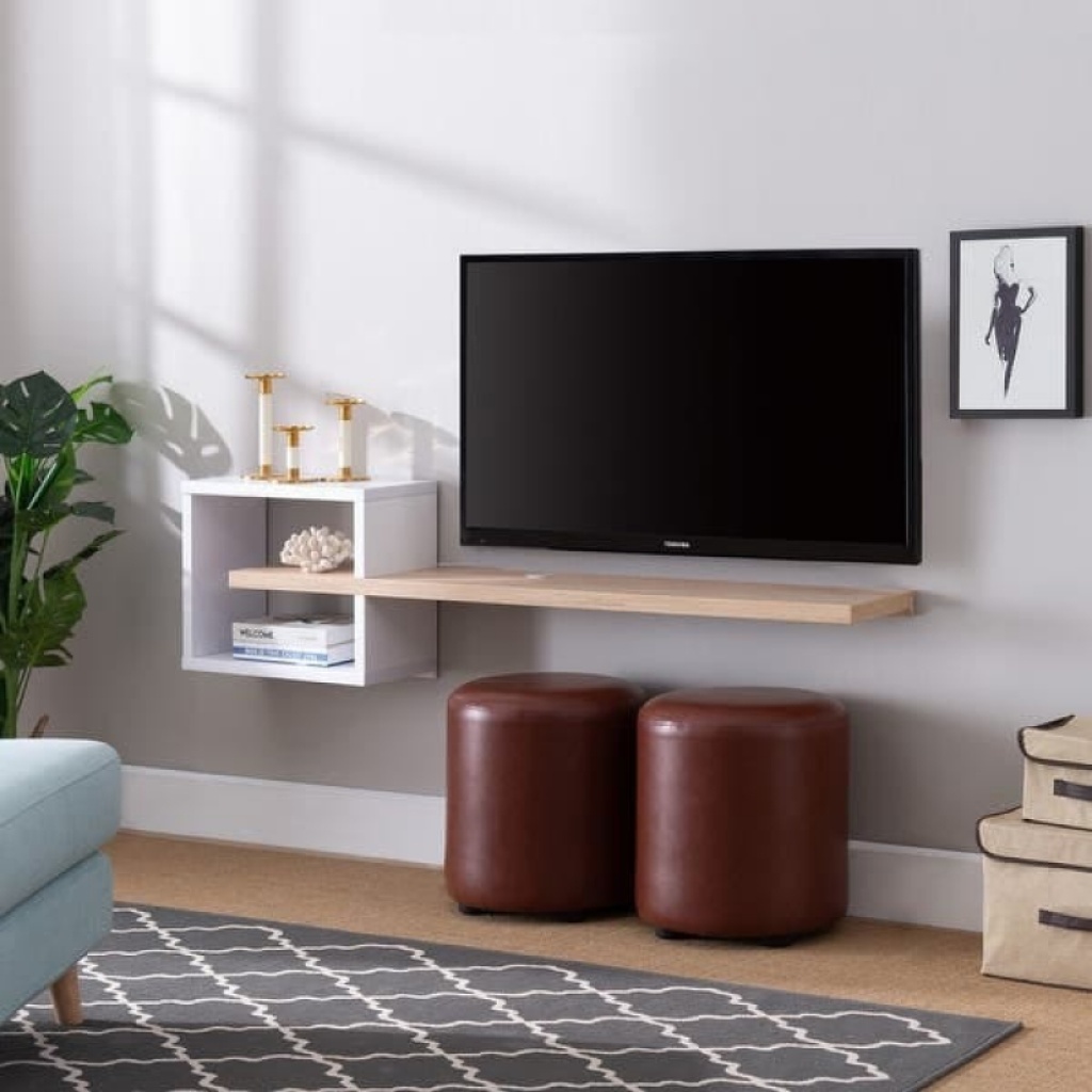ELBINA – Wooden Single Shelf Floating TV Console – PakTameer