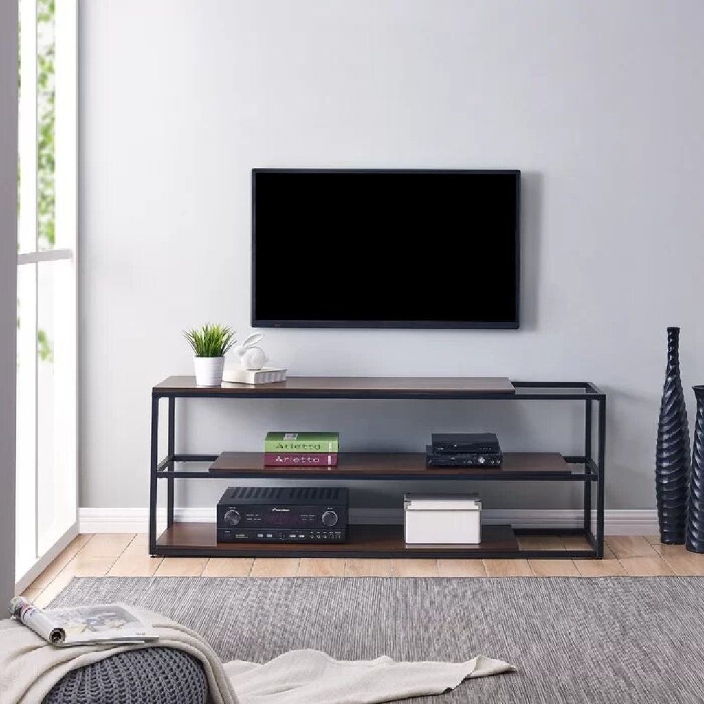MISTY – Black Iron Frame Shelves TV Stand – PakTameer