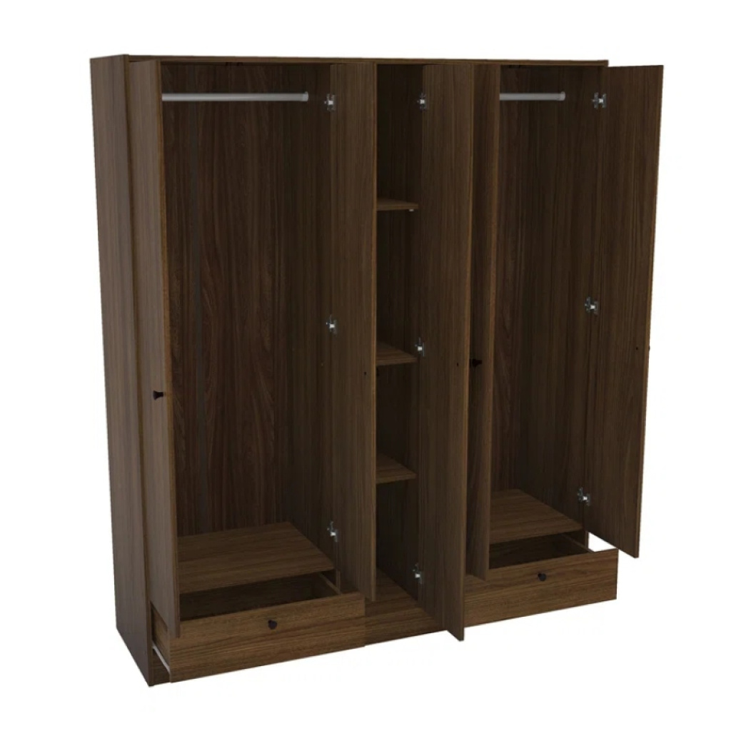 BANESE – Walnut Brown Five Drawer Storage Wardrobe – PakTameer