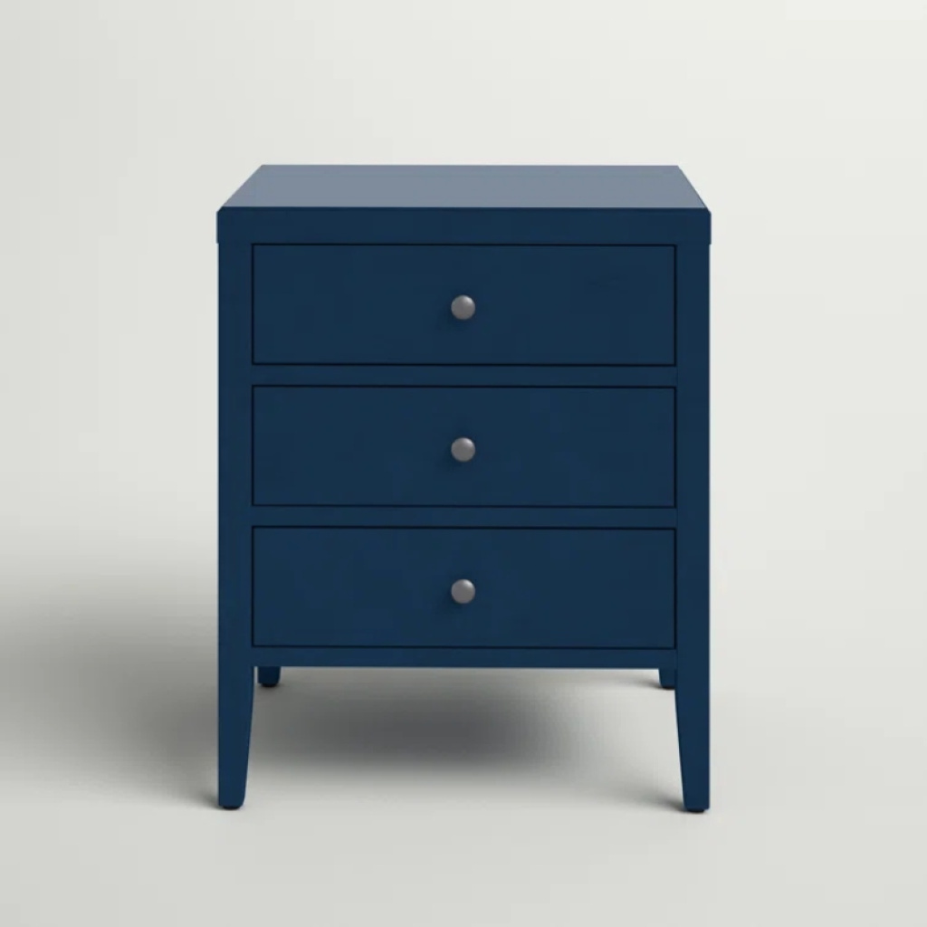 BERYL – Blue Three Drawer Storage Bedside Table – PakTameer