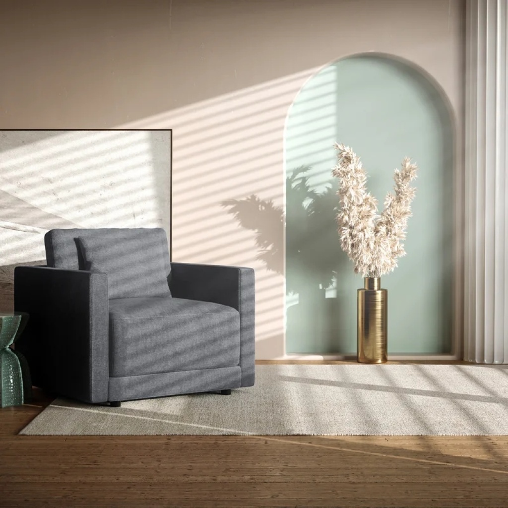 KEN – Grey Square Sofa Armchair – PakTameer