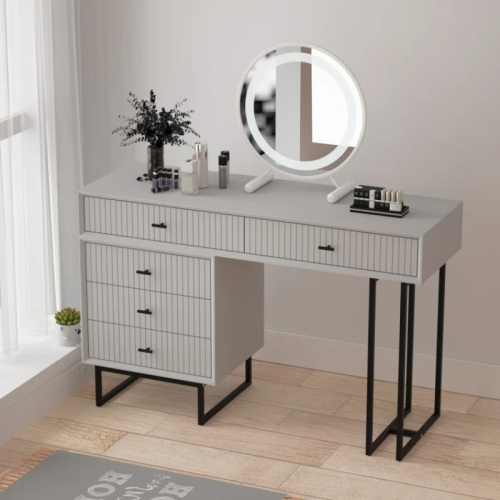 PEBBLE – Grey Wide Vanity Table with Black Metallic frame – PakTameer