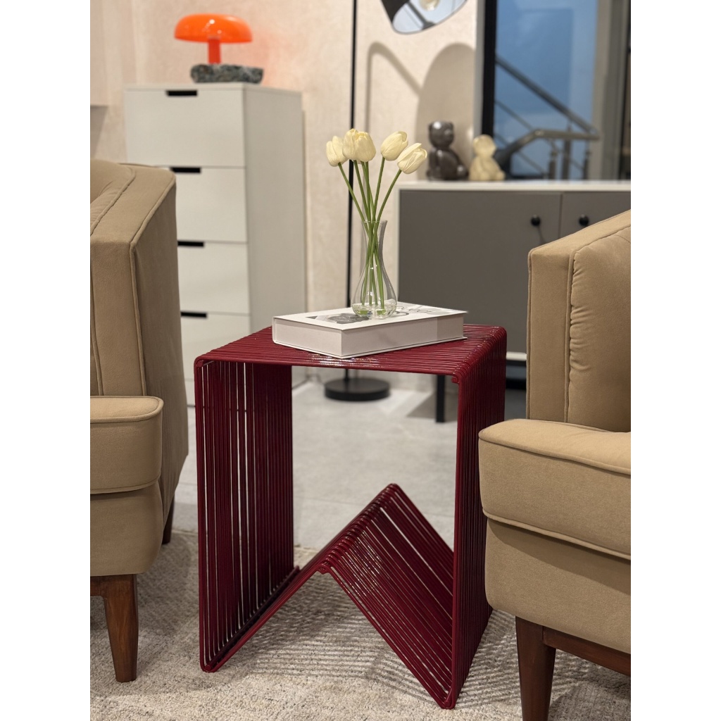 AUREAL – Cherry Red Metallic End Table – PakTameer