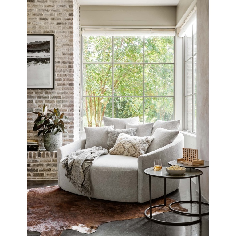 SELENE – Light Grey Round Cuddle Chair – PakTameer